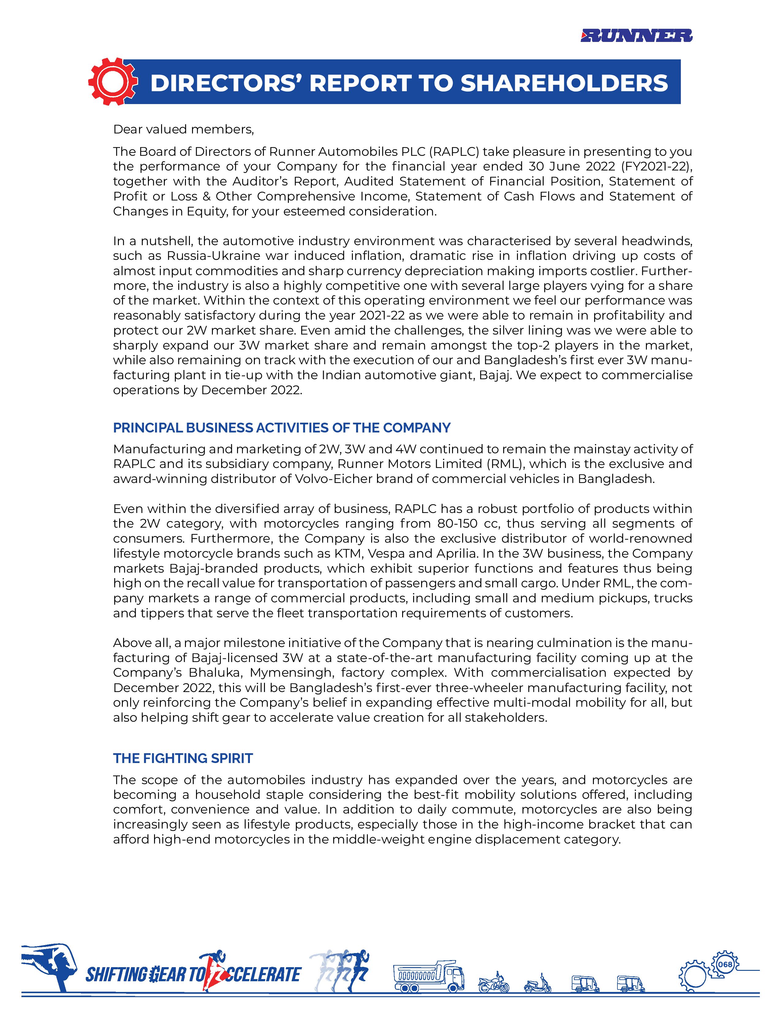 Runner Automobiles PLC. - Runner Automobiles PLC.