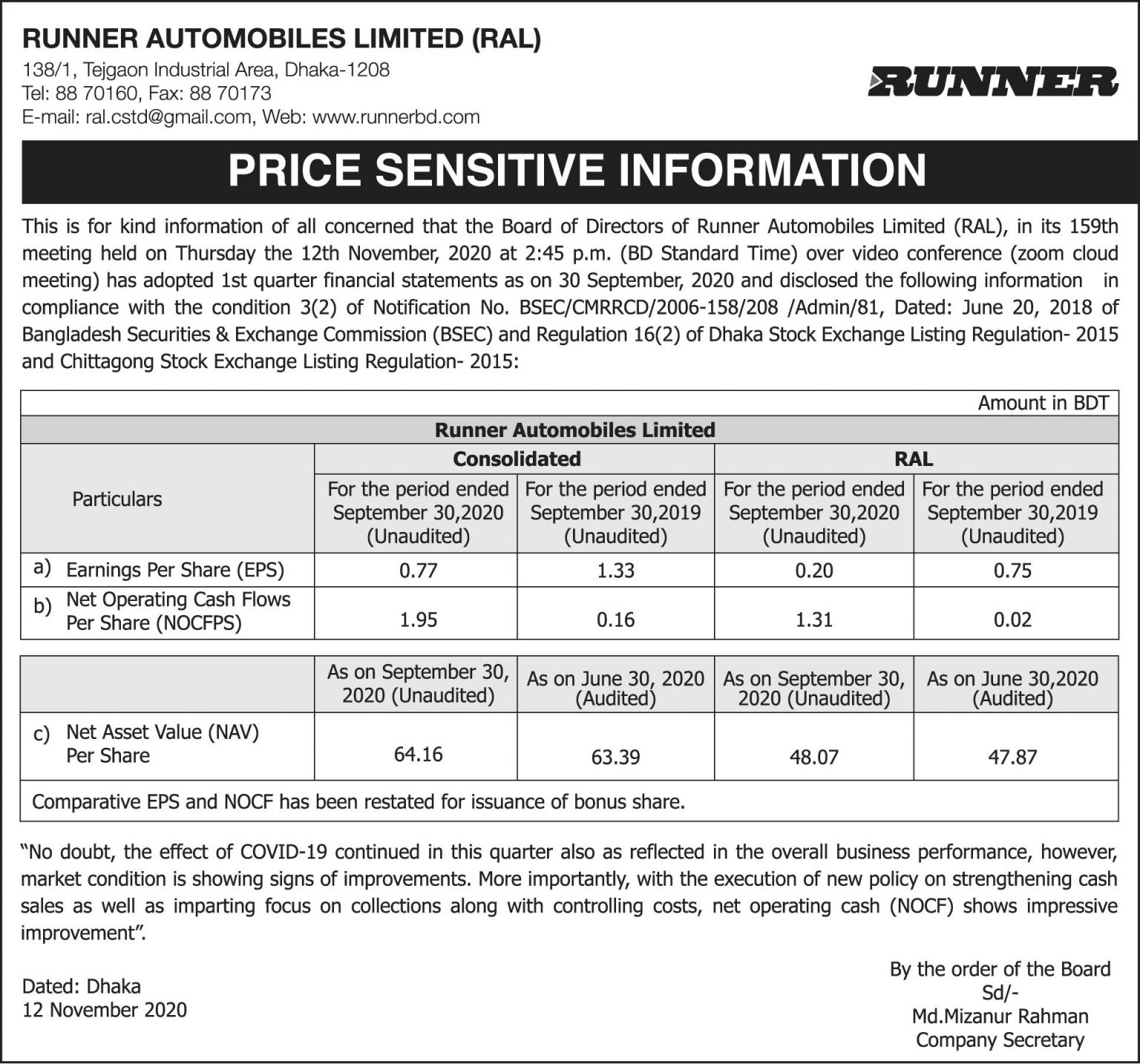 Runner Automobiles PLC. - Runner Automobiles PLC.